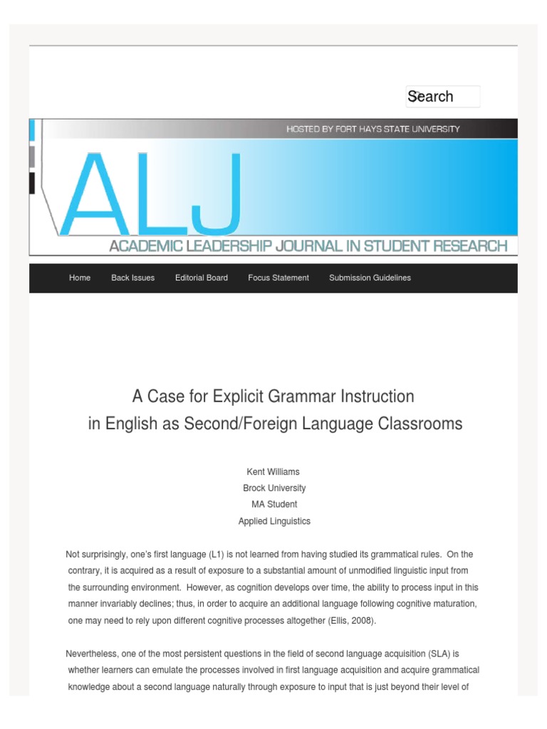 Explicit Grammar Instruction in ESL/EFL | PDF | Second Language ...