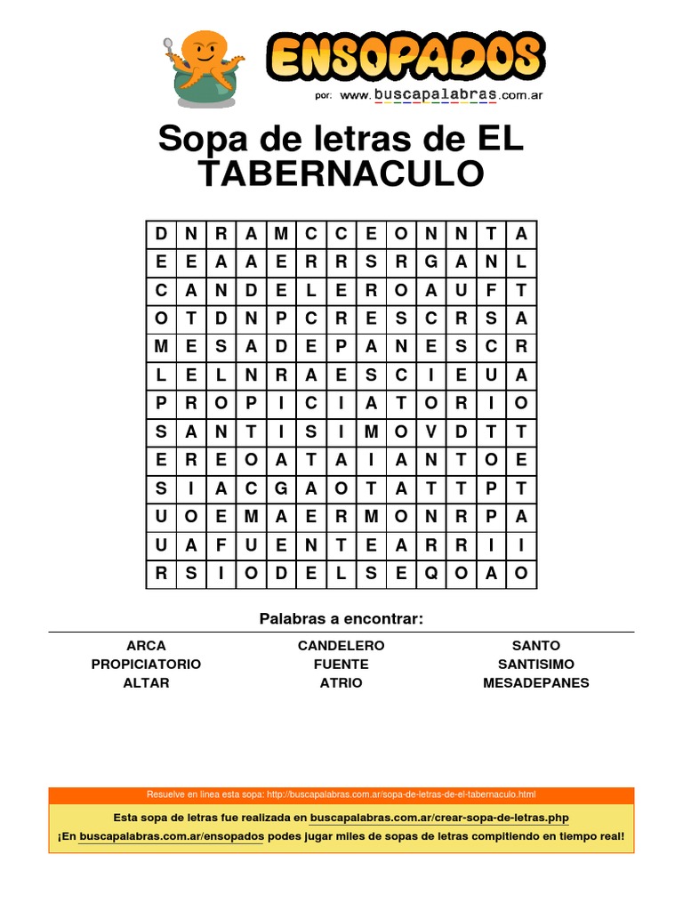 Sopa de Letras de El Tabernaculo1 | PDF