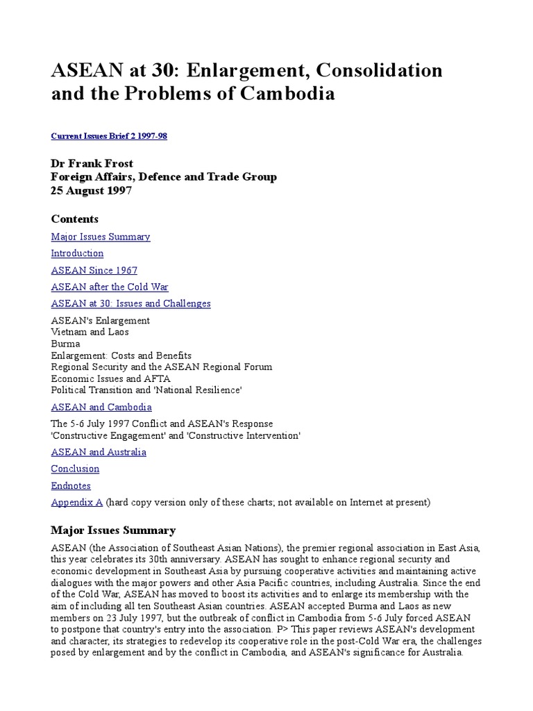 ASEAN at 30 - Cambodia | PDF | Asean Free Trade Area | Cambodia