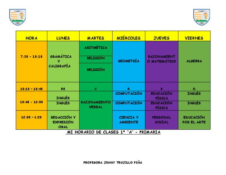 Horario 1 Grado Corregido | PDF