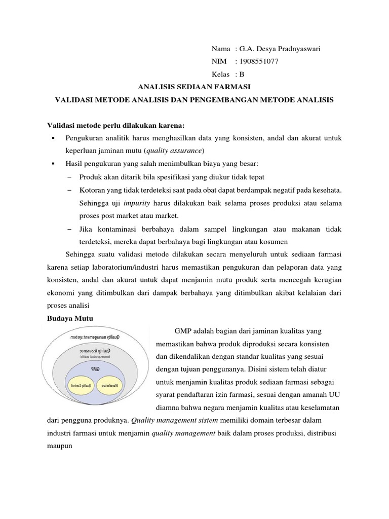 Analisis Sediaan Farmasi - Resume Validasi Metode Analisis Dan Pengembangan Metode Analisis | PDF
