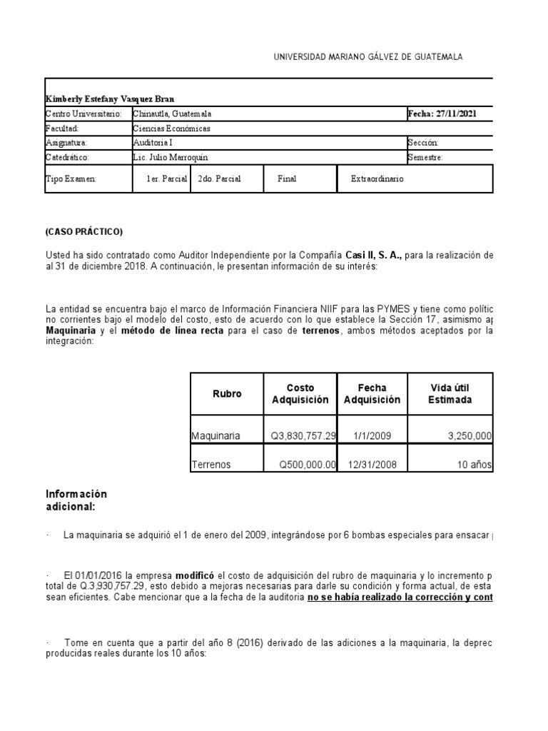 Auditoria Kim. | PDF | Depreciación | Contabilidad