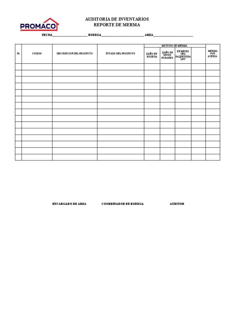 Formatos Mermas | PDF | Contabilidad | Business