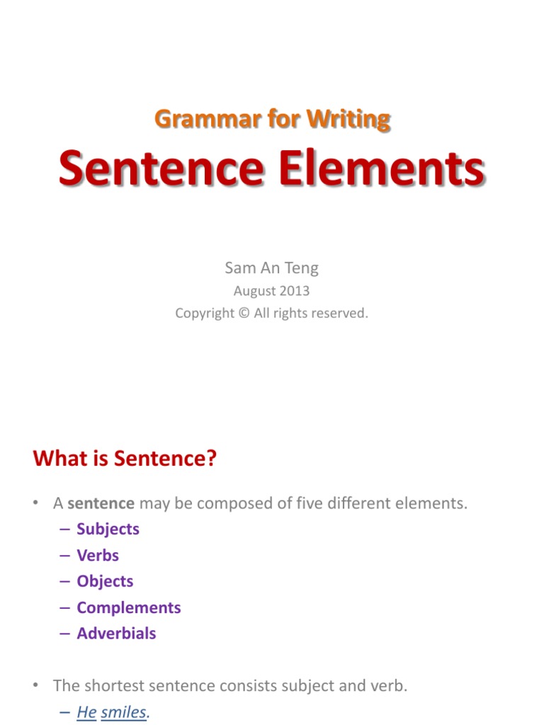 Sentence Elements | PDF | Adverb | Object (Grammar)