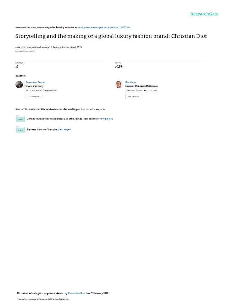 Storytelling and The Making of A Global Luxury Fashion Brand: Christian ...