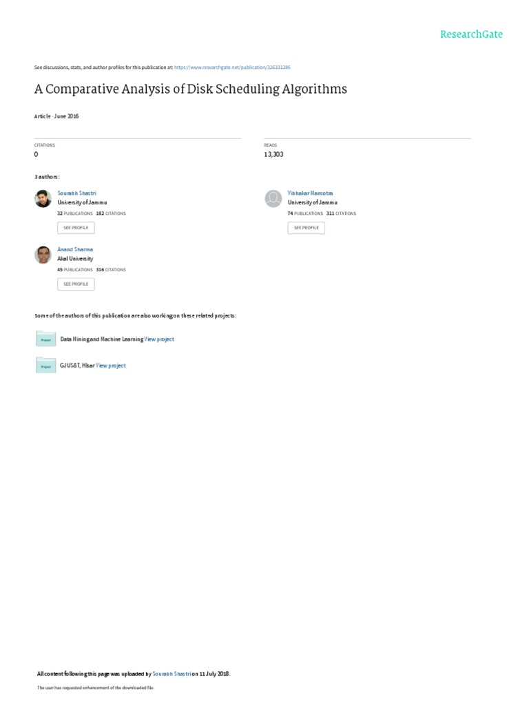 Disc Scheduling Algo Research Papers | PDF | Hard Disk Drive | Scheduling (Computing)