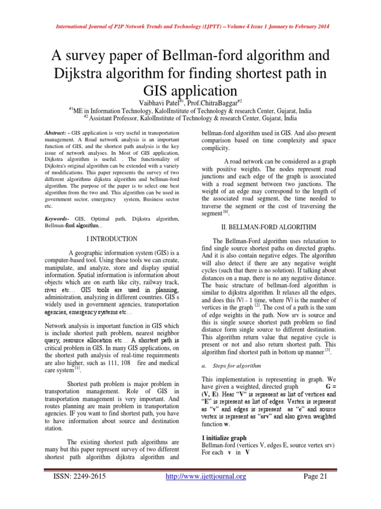 A Survey Paper of Bellman-Ford Algorithm and Dijkstra Algorithm For ...