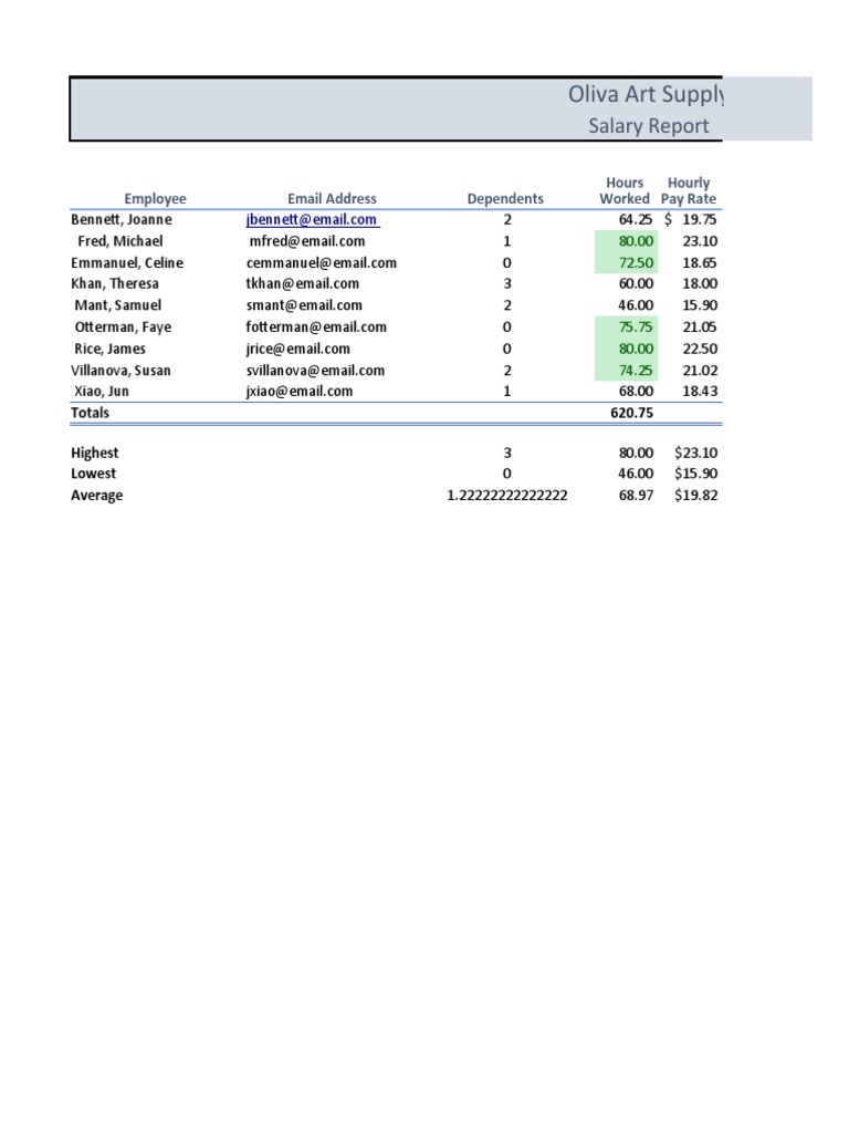 A Comprehensive Salary Report Detailing Pay Rates, Hours Worked, Taxes ...