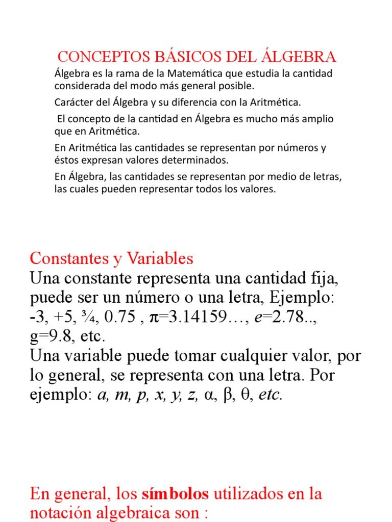Conceptos Básicos de Álgebra | PDF