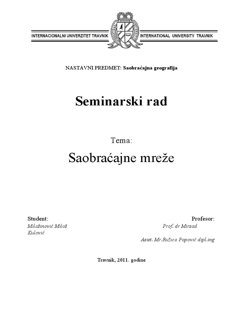 SAOBRACAJNA GEOGRAFIJA Seminar Ski Milasinovic Milos | PDF