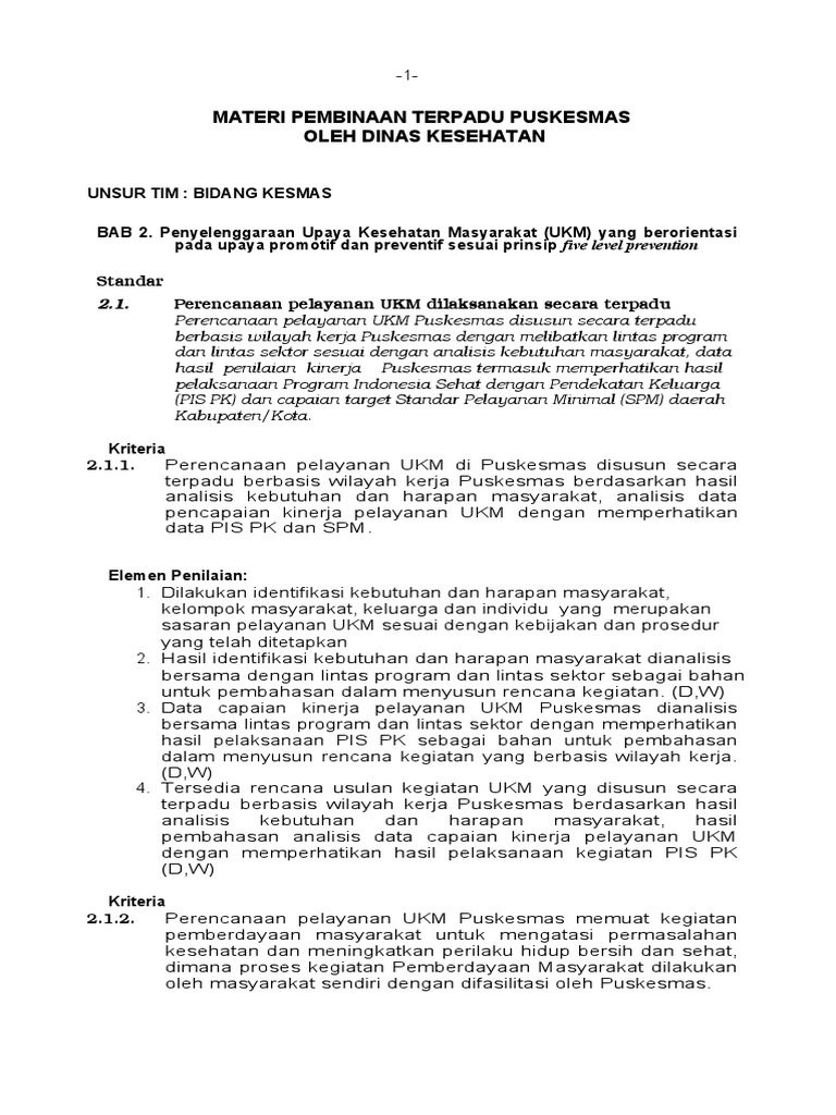 ELEMEN PENILAIAN TPCB (Kesmas) | PDF