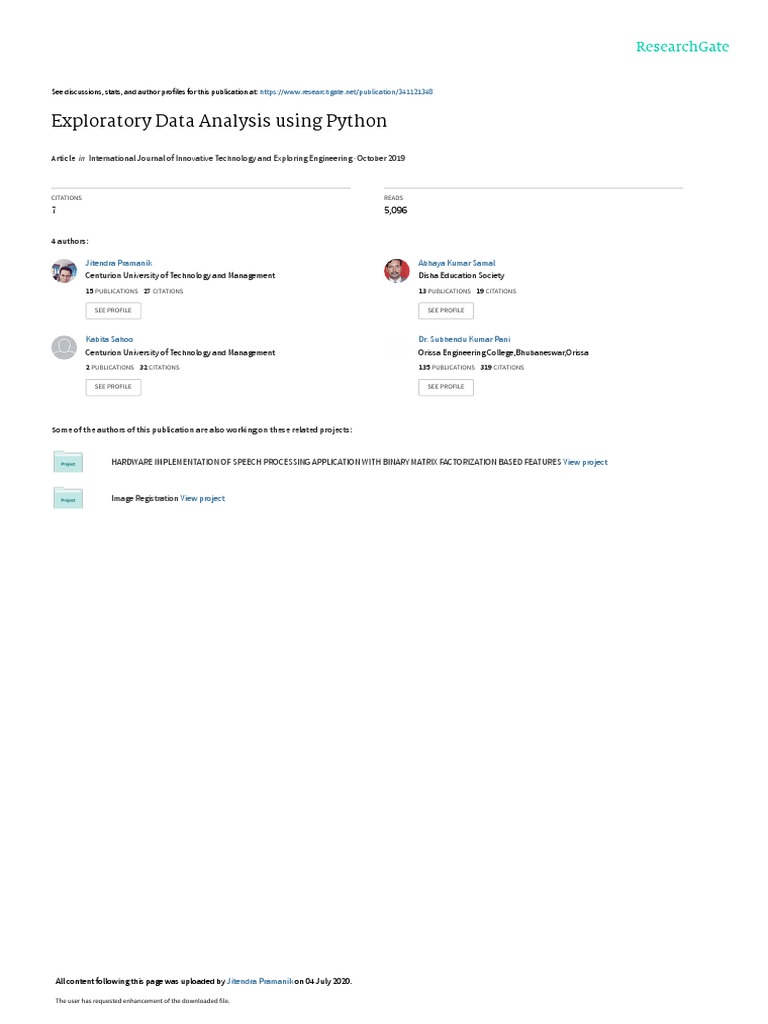 Exploratory Data Analysis Using Python | PDF