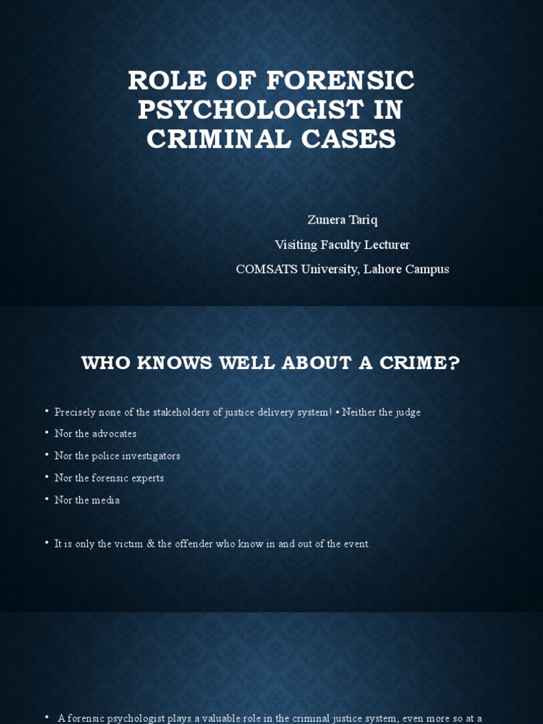 Forensic Psychologist's Role in Justice | PDF | Mens Rea | Psychology