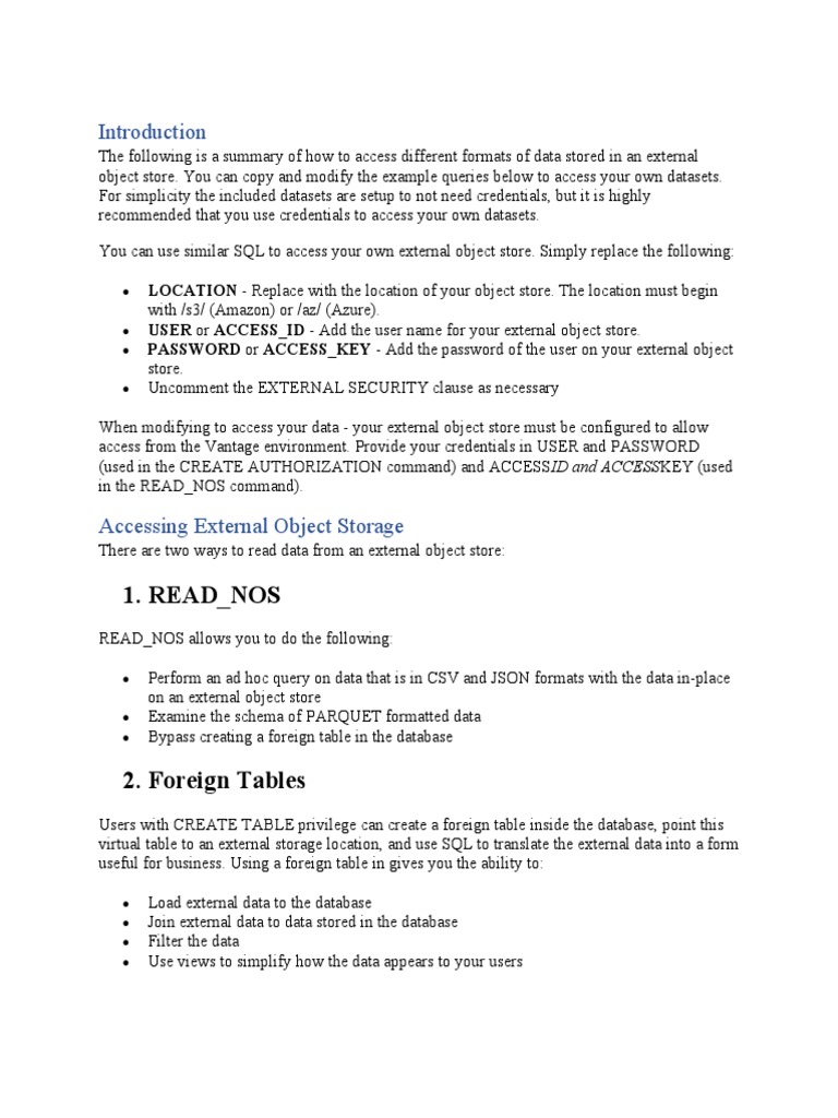 02 Querying Data On External Object Storage - v1 - 0 - DA016655 | PDF | Databases | Json