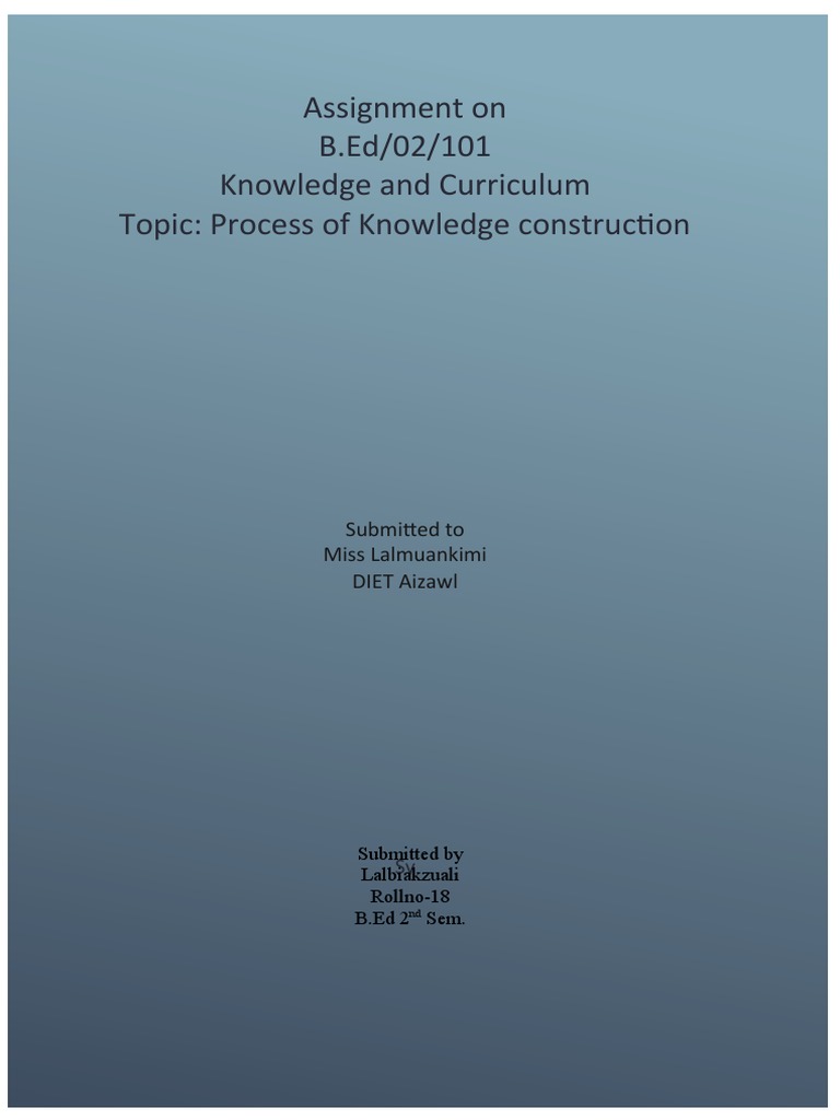 Process of Knowledge Construction in Education | PDF | Knowledge ...