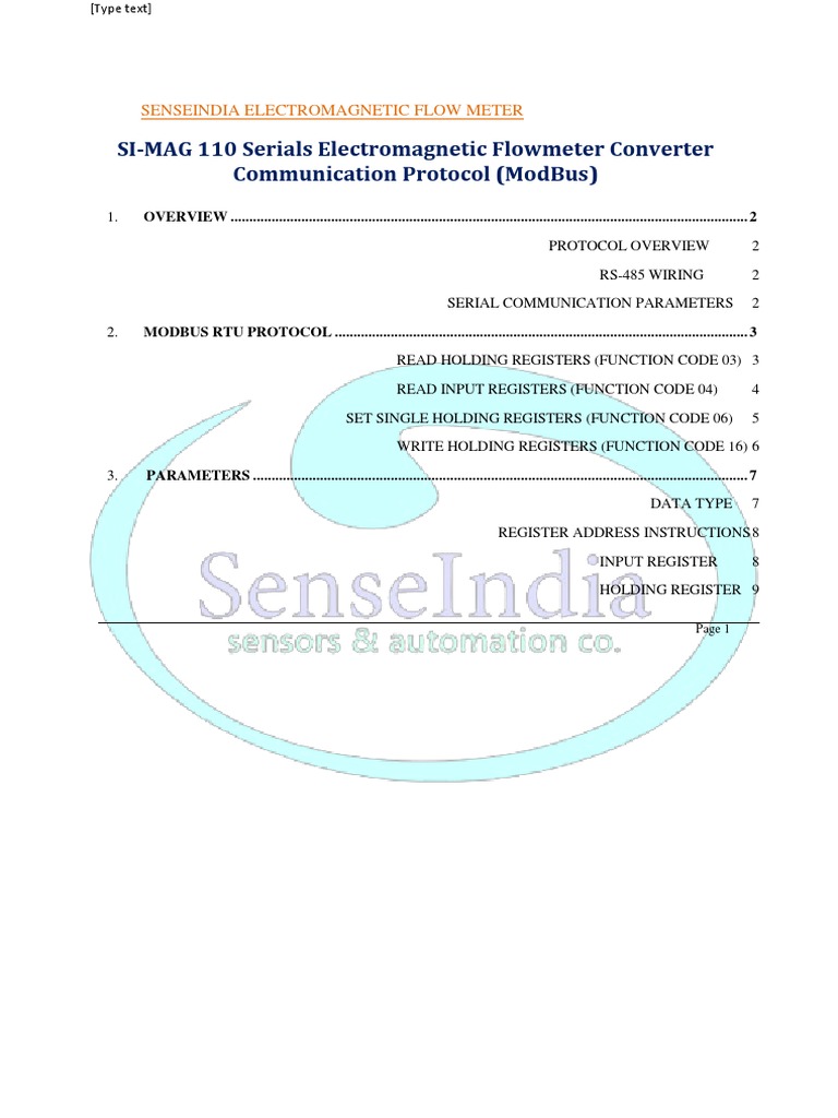 SI-MAG110 ModBus Ptotocol Manual | PDF | Computing | Computer Data