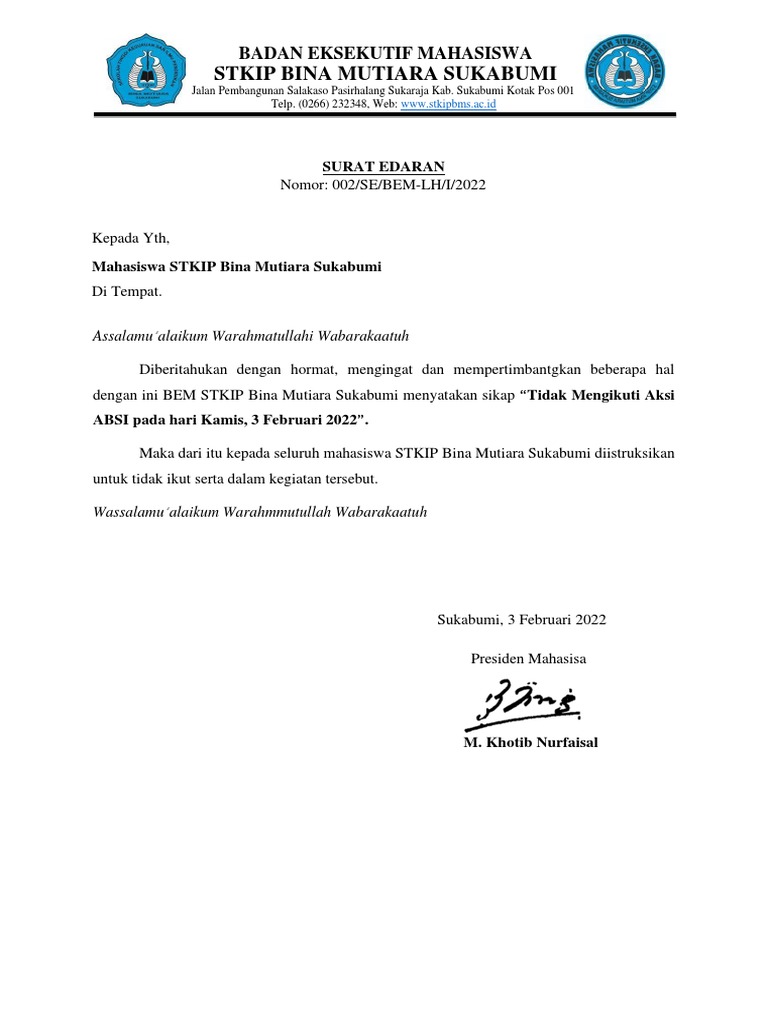 Surat Edaran BEM | PDF