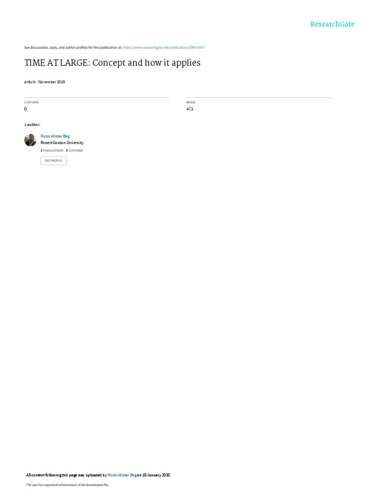 TIME AT LARGE: Concept and How It Applies: November 2019 | PDF ...