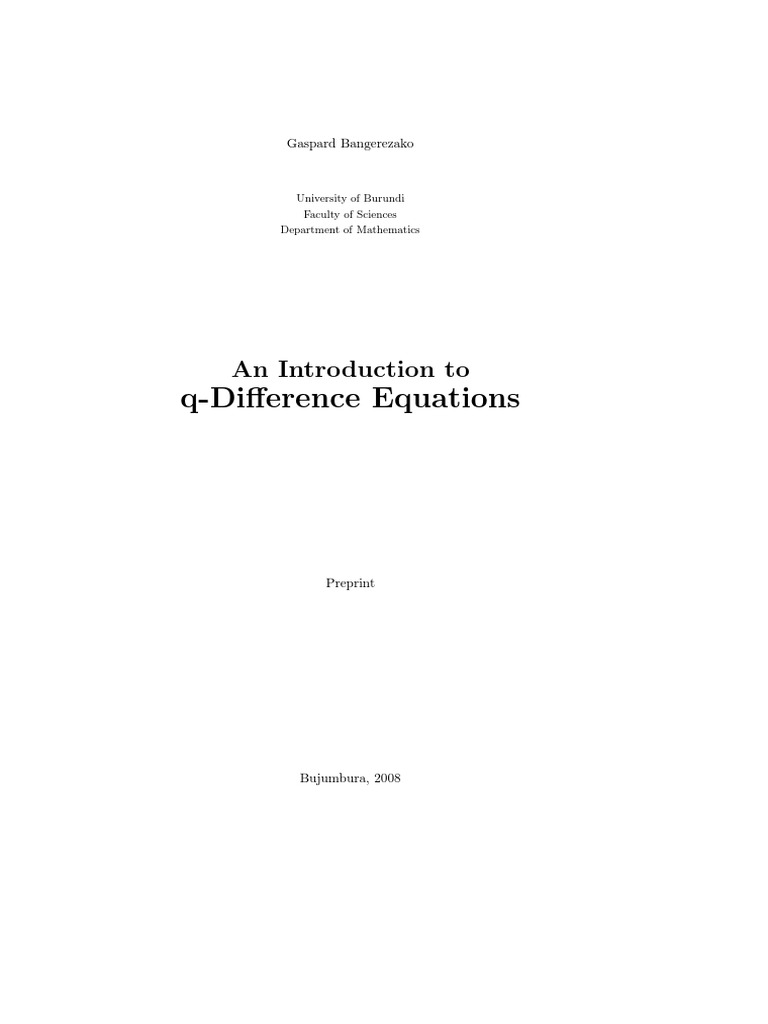 An Introduction To Q-Difference Equations | PDF | Equations | Laplace Transform