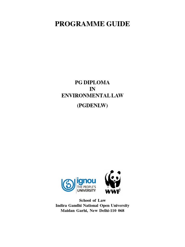 Programme Guide: PG Diploma IN Environmental Law (Pgdenlw) | PDF ...