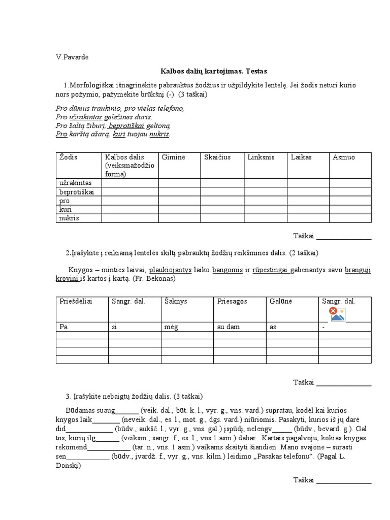 Kalbos Dalių Kartojimas | PDF