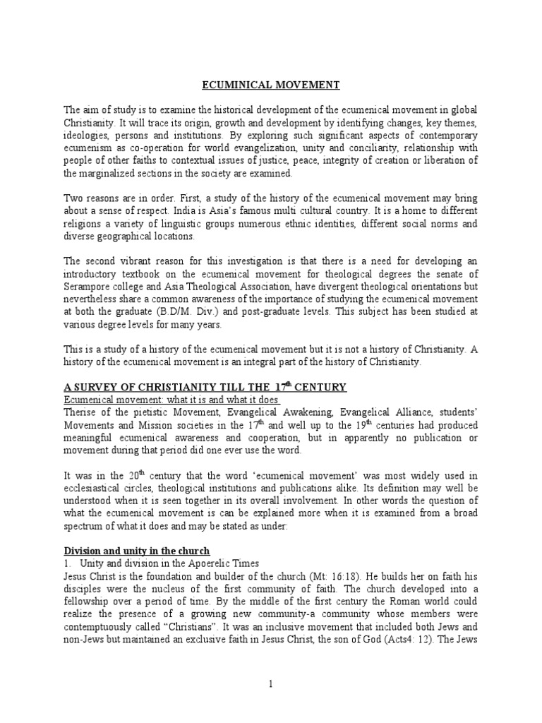 Ecuminical Movement: TH TH | PDF | Christian Mission | Ecumenism