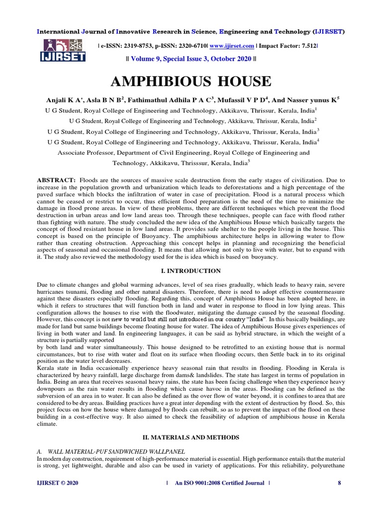 Amphibious House or Floating House | PDF | Buoyancy | Concrete