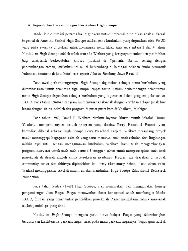Model Kurikulum High Scoope | PDF