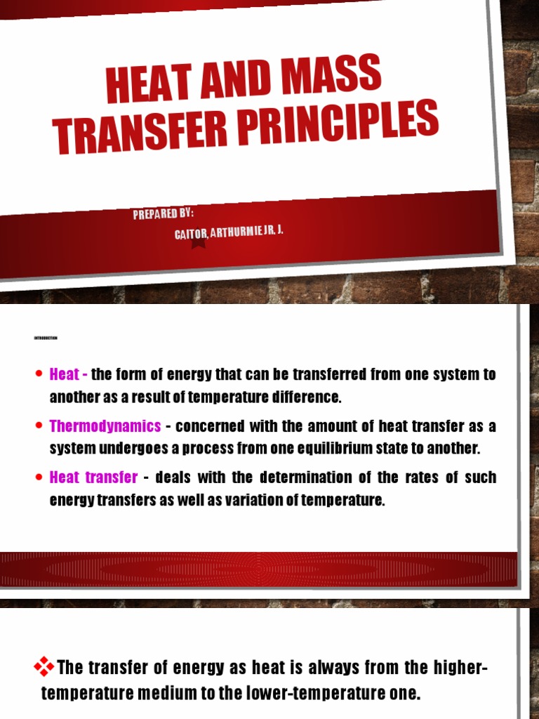 Heat and Mass Transfer Principles | PDF | Heat Transfer | Thermal ...
