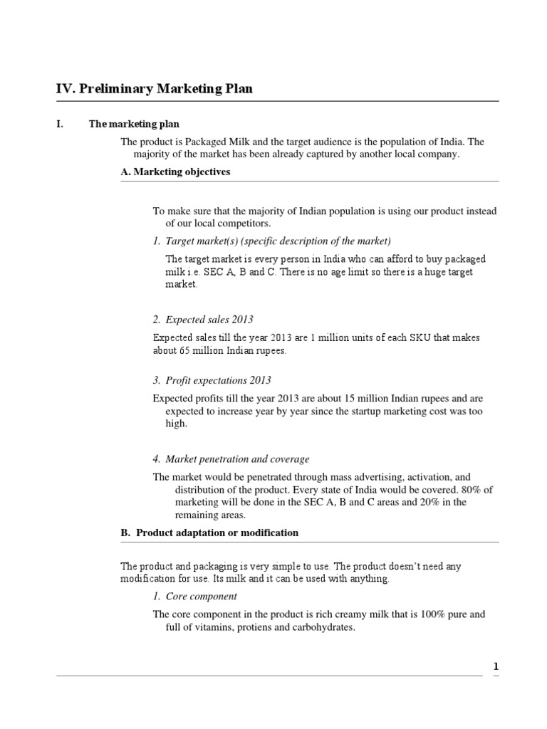IV. Preliminary Marketing Plan | Download Free PDF | Retail | Warehouse