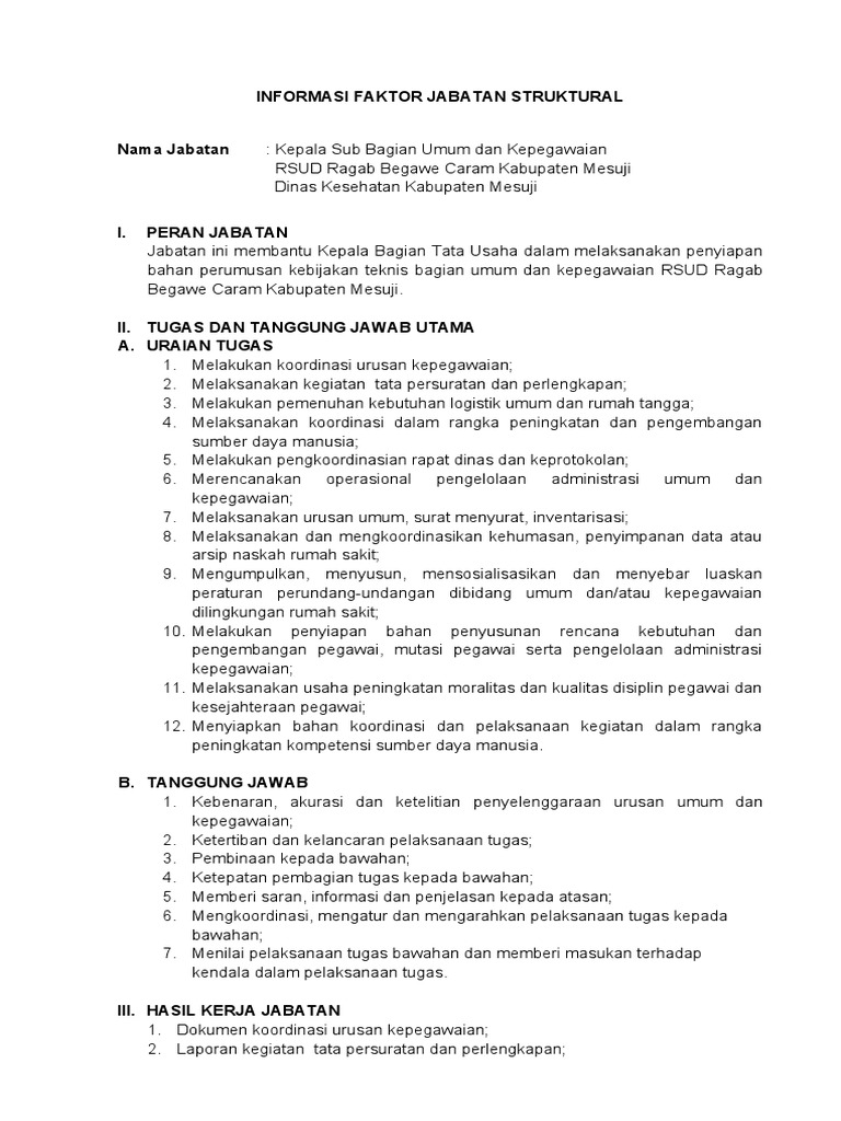 Kasubag Umum Dan Kepegawaian | PDF