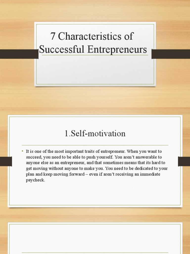 7 Characteristics of Successful Entrepreneurs | PDF | Entrepreneurship ...