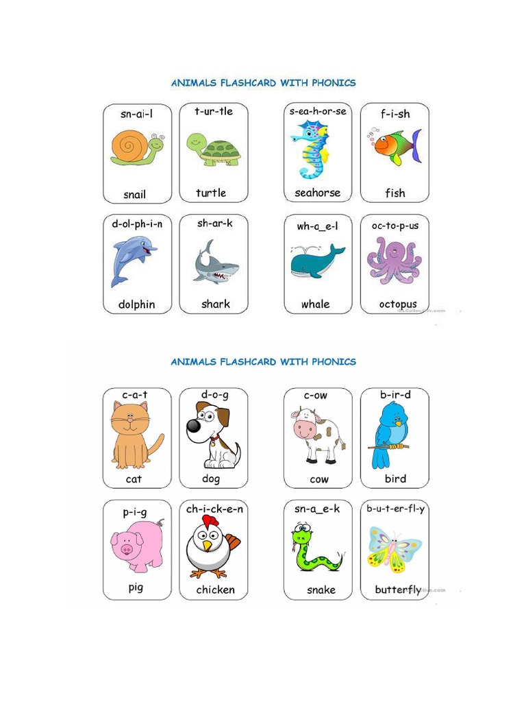 Animal Spell Flash Cards | PDF