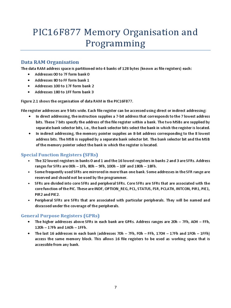 02 The PIC16F877 Memory Map and Programing | Download Free PDF | Control Flow | Assembly Language