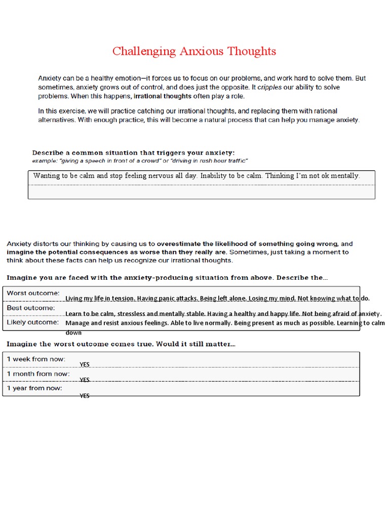 Challenging Anxious Thoughts | PDF | Self-Improvement | Wellness