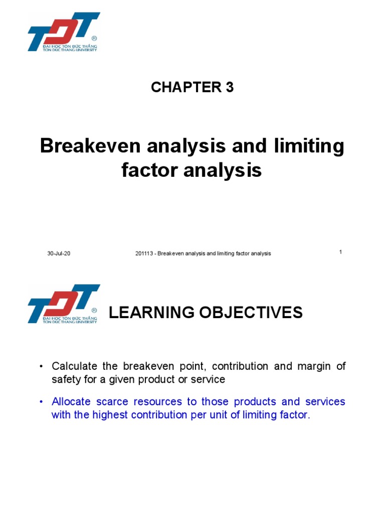Chapter 3 - Breakeven Analysis and Limiting Factor Analysis | PDF ...