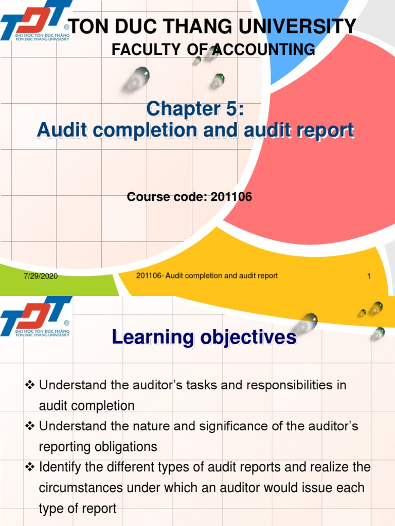 Chapter 5 - Audit Completion and Audit Report | PDF | Auditor's Report ...