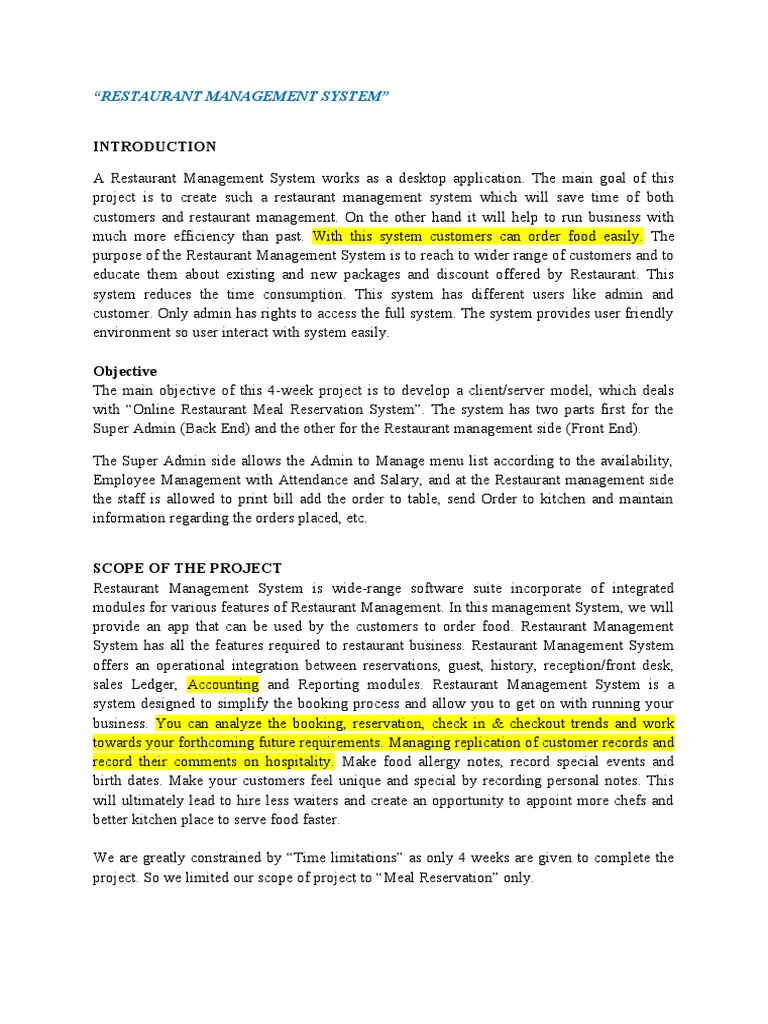 An Efficient Restaurant Management System Using PHP and MySQL | PDF ...