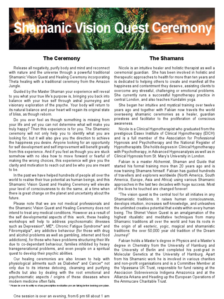 Shamanic Vision Quest Healing Ceremony May 2011 | PDF | Hypnotherapy ...