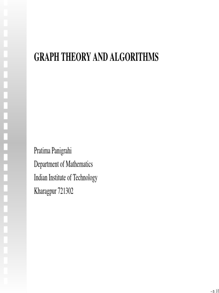 Graph Theory and Algorithms: Pratima Panigrahi Department of ...