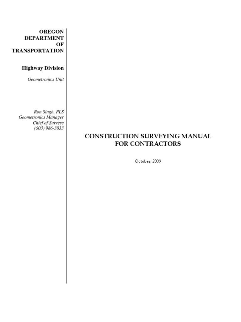 Construction Surveying Manual For Contractors | PDF | Surveying ...