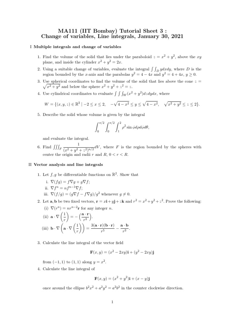 Ma 111 Tutorial 3 | PDF | Integral | Mathematical Analysis