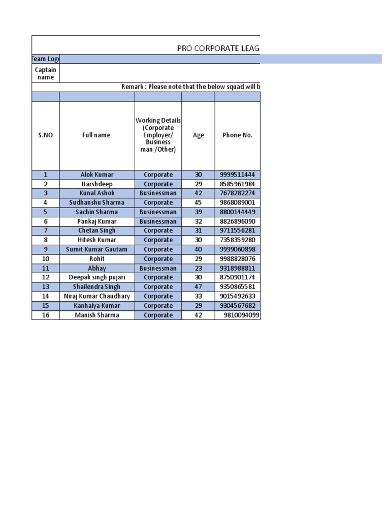 PCL10 Team Details | PDF