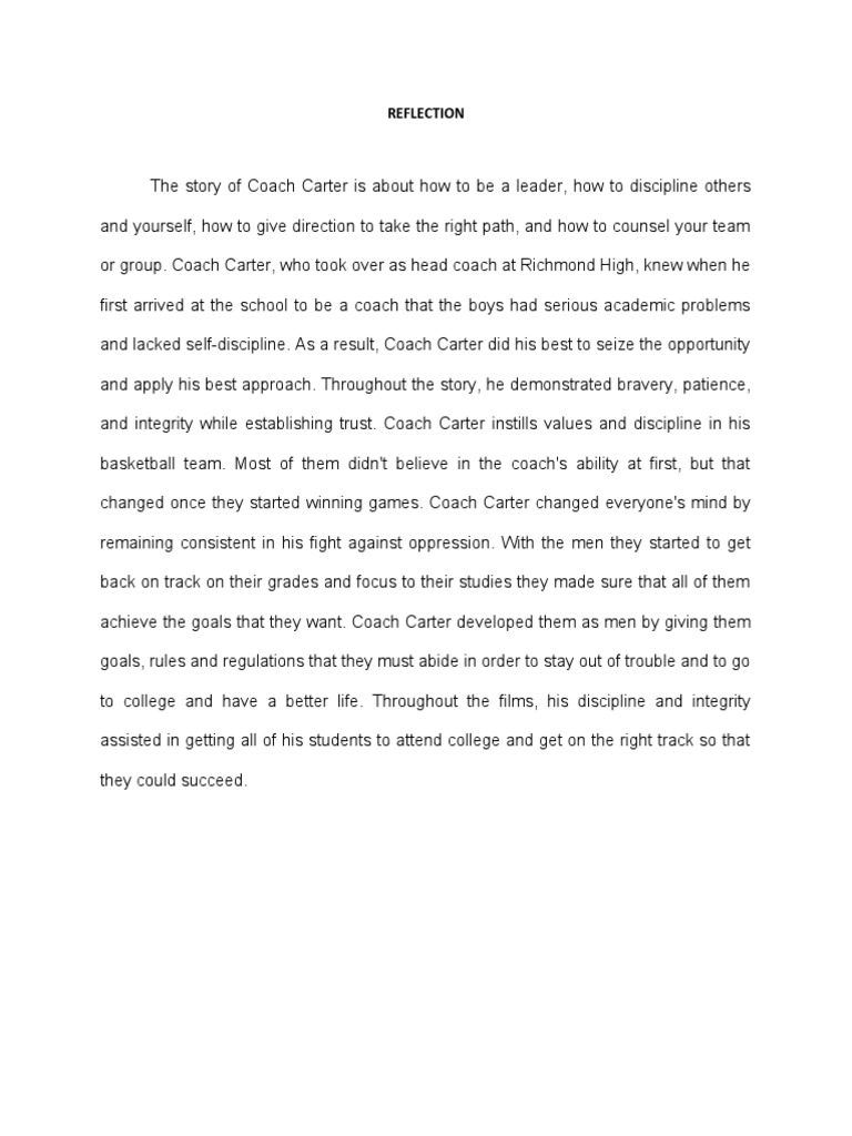 Reflection in Coach Carter The Movie | PDF