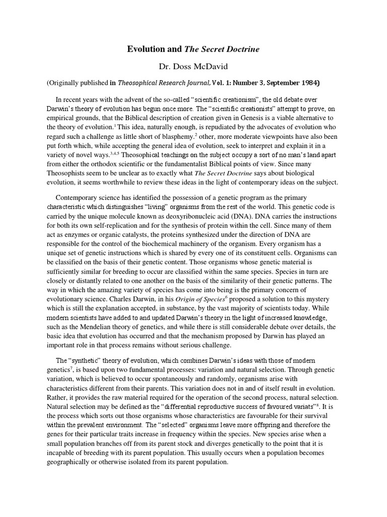 William Doss McDavid - (1984) Evolution and The Secret Doctrine | PDF ...