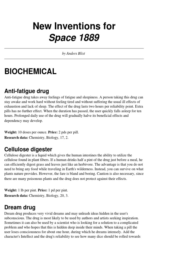 Space 1889 - New Inventions | PDF | Wellness