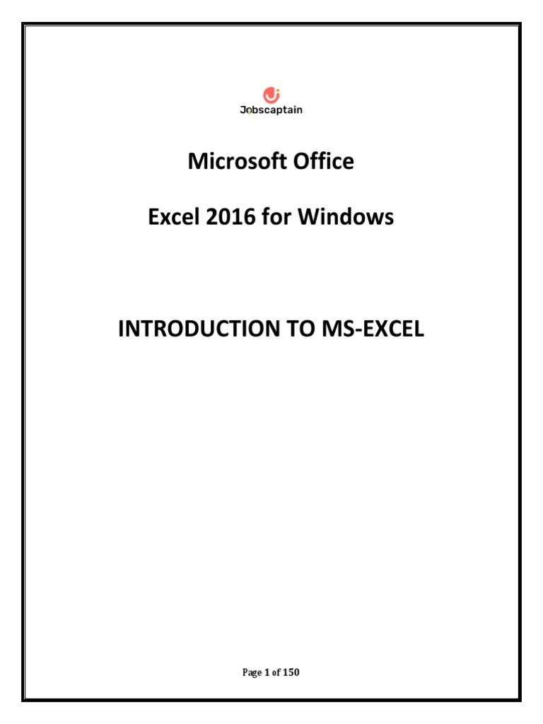 Microsoft Office (Ms-Excel 2016) | PDF | Spreadsheet | Microsoft Excel