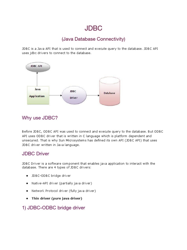 (Java Database Connectivity) : Why Use JDBC? | Download Free PDF | Information Retrieval ...