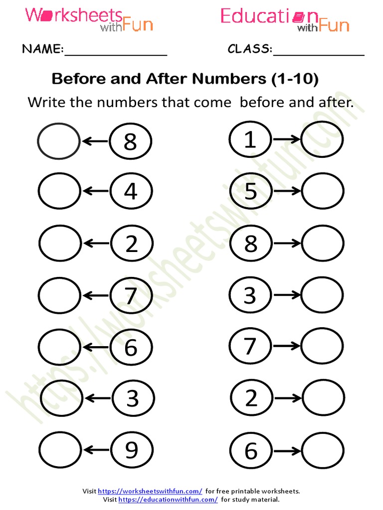 Before After Between Worksheet 1 | PDF | Computers