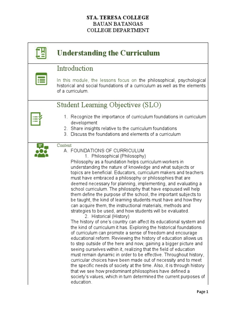 MOdule 2 - UNDERSTANDING CURRICULUM | PDF | Curriculum | Psychology